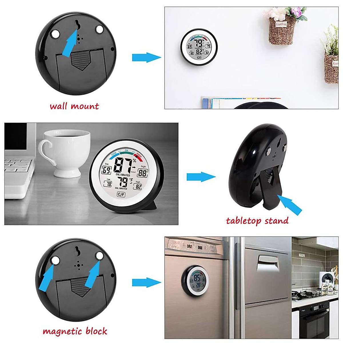 NANGOALA Digital Humidity Monitor Hygrometer Thermometer, Indoor Room Home Temperature Humidity Monitor, Humidity Humidifier Monitor Gauge Meter Reader for Home, Office, Baby Room & Greenhouse