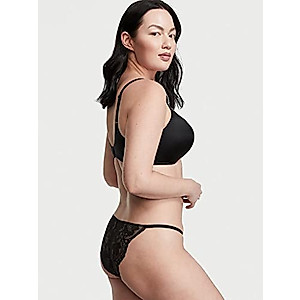 Victoria's Secret Very Sexy Lace String Cheekini Panty, Black Lace String, Large