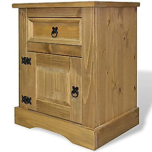 vidaXL Nightstand, Bedside Table for Bedroom, Nightstand with Drawer Bedroom Furniture, Bedside Storage Cabinet, Farmhouse, Mexican Pine Corona Range