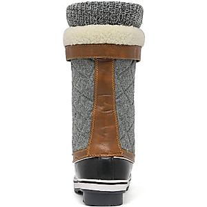 DREAM PAIRS Women's Monte_02 Black Grey Mid Calf WaterProof Winter Snow Boots Size 8 M US