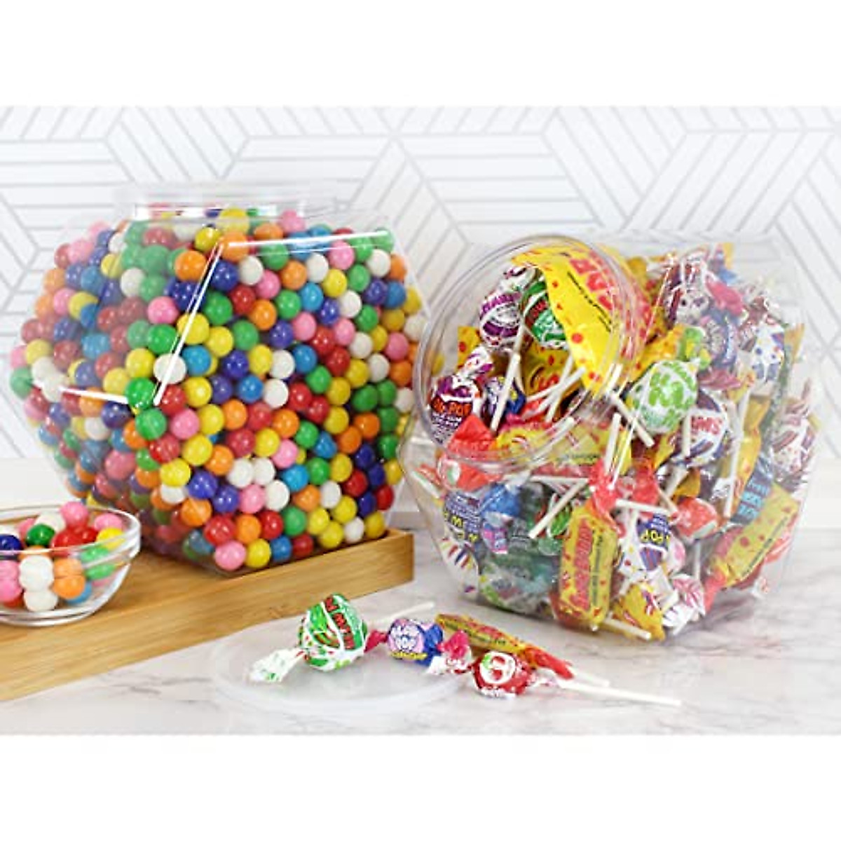 Cornucopia Gallon Plastic Container Candy Jars (2-Pack); Hexagon Shaped Countertop Display Containers; Cookie and Snack Storage
