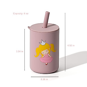 JOYIT Silicone Open Straw Cups for Toddlers | Open Cup for Baby 6 oz | Baby Training Cup (Princess-Pale Mauve)