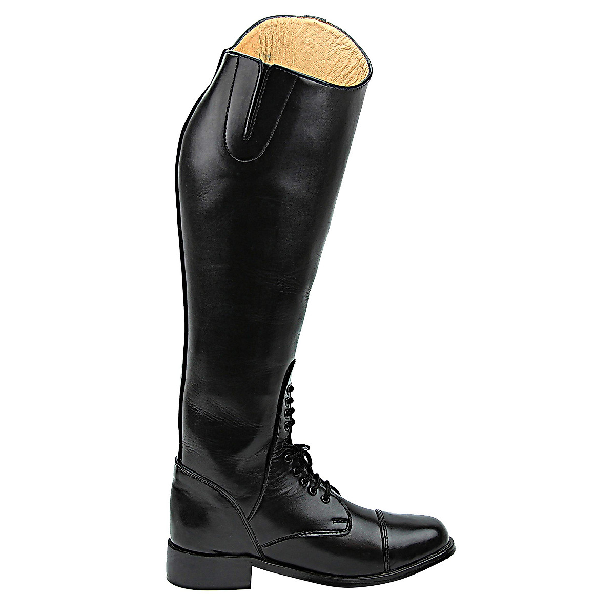 Hispar Women Ladies GRANDUER Pull On Leather English Field Boots Horse Back Riding Equestrian - Black 8 REGULAR CALF