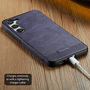 Casus Designed for Samsung Galaxy S23 Case Vegan Leather Slim Classic Luxury Elegant Thin Protective Cover (2023) 6.1" - Purple