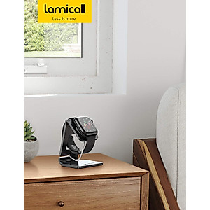 Lamicall Stand for Apple Watch, Charging Stand - Desk Watch Stand Holder Charging Dock Station compatible with Apple Watch Series SE Ultra/Series 8/7/6/5/4/3/2/1, 49mm/45mm/44mm/42mm/41mm/ 38mm, Black