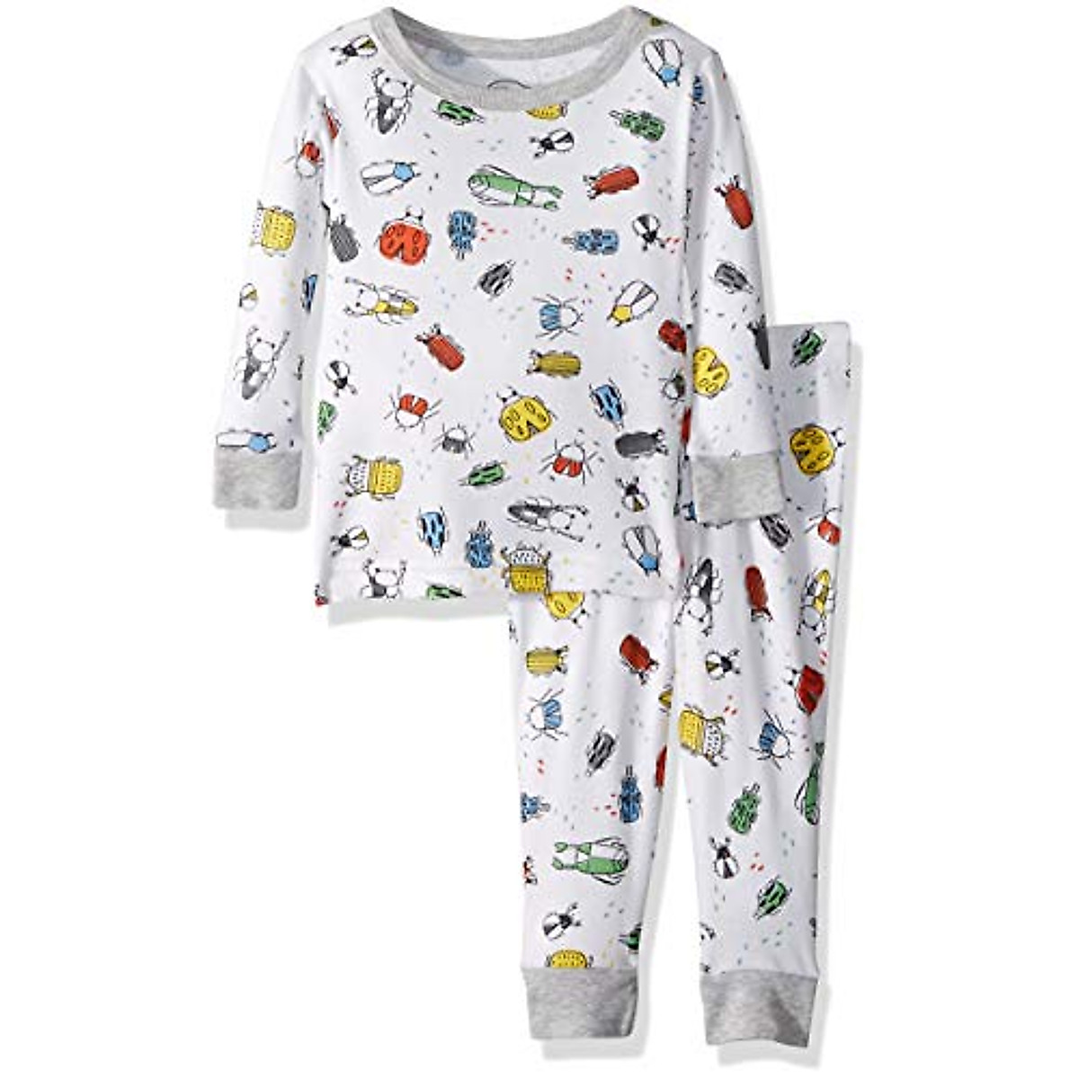Lamaze Organic Baby Baby Boys Tight Fit Sleepwear, Grey and White Bugs, 24M