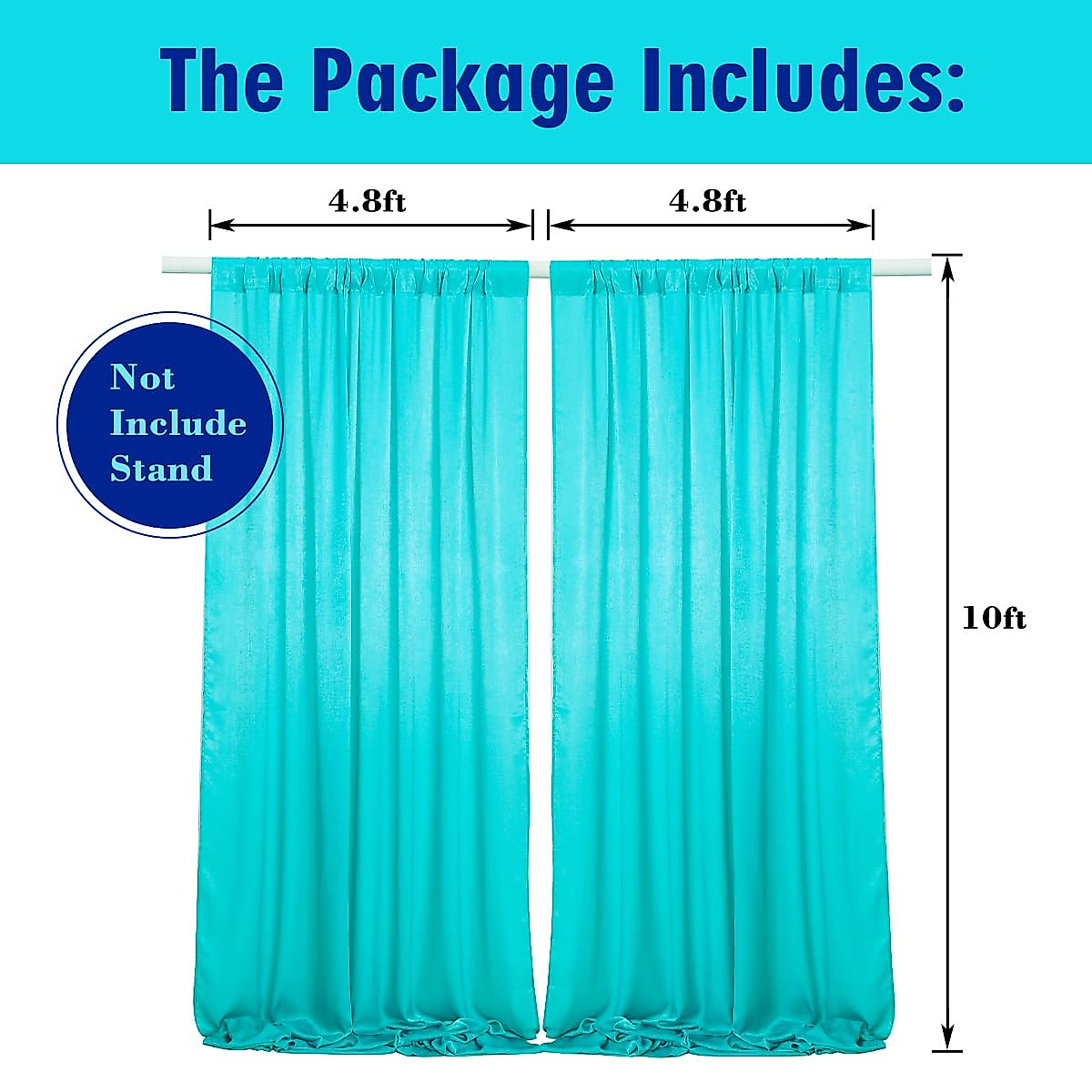 SHERWAY 9.6 Feet x 10 Feet Aqua Silky Soft Curtain Wedding Backdrop Drapes, Slightly Shiny Satiny Window Curtains for Party Ceremony Decoration