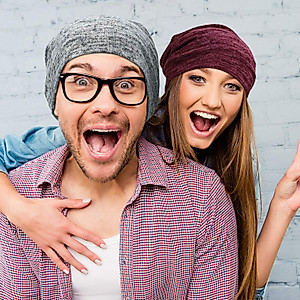 SATINIOR 6 Pieces Satin Lined Sleep Slouchy Cap, Hair Cap for Sleeping, Girl Headwear for Frizzy Curly Hair Women (Black, Dark Blue, Gray, Light Gray, Wine Red, Rusty Red)