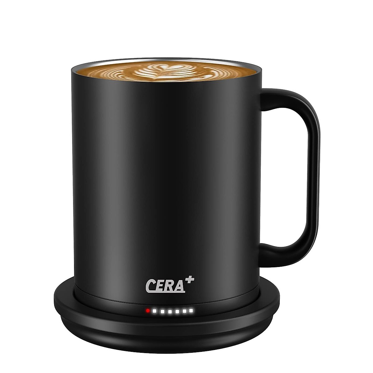 Temperature Control Smart Mug with Lid, 14oz, Self Heating, 1.5-hr Battery Life + Type-C Charging Coaster，APP or Manual Controlled, On/Off Time Preset by APP, Double Layers S.S, Gift-Packing