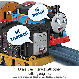 Thomas & Friends Motorized Toy Train Talking Diesel Engine with Sounds Phrases & Cargo Car for Preschool Pretend Play Kids Ages 3+ Years