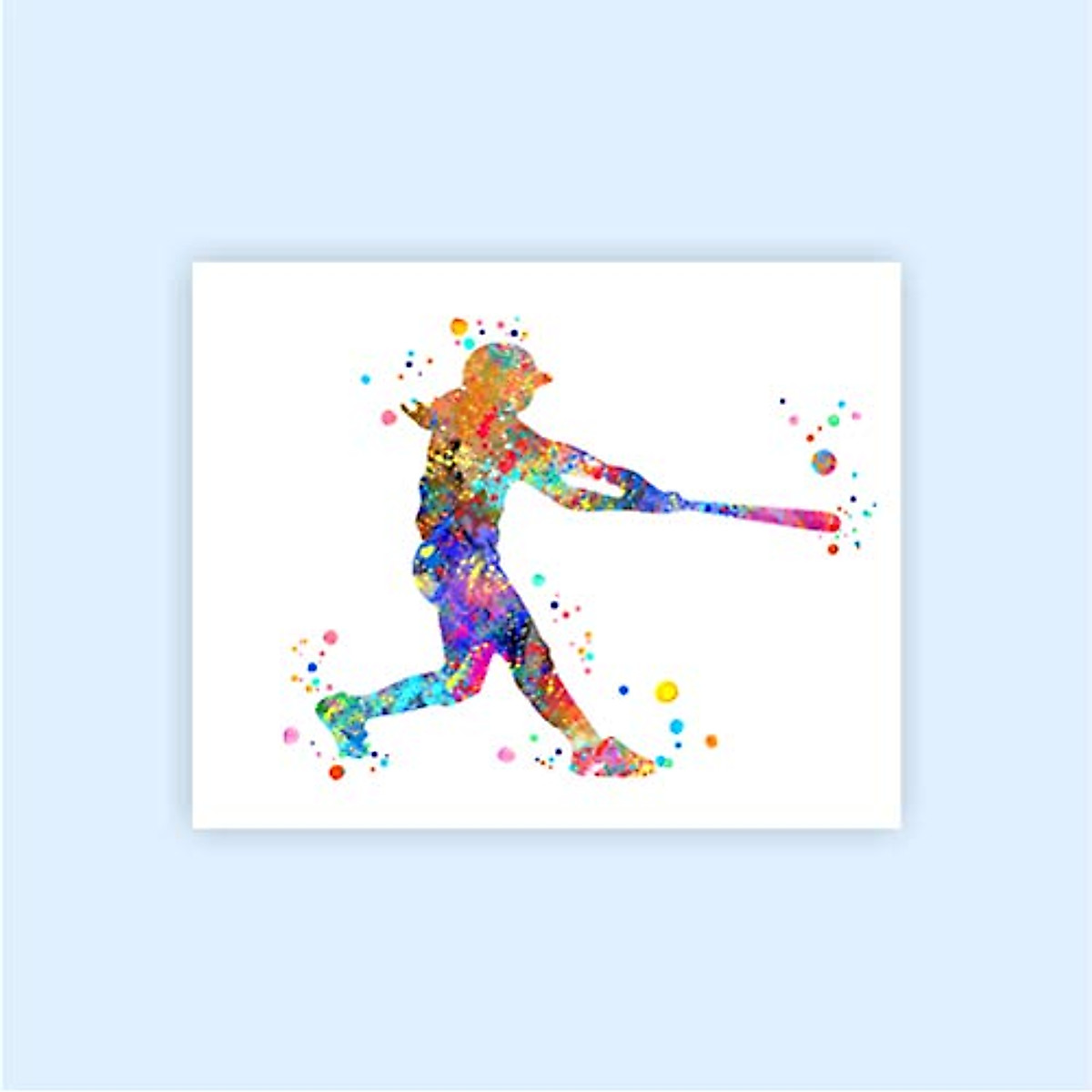 Dignovel Studios Unframed (Set of 6) 8X10 Watercolor Girl Baseball Softball helmet glove ball bat blazer Sport Art print Bedroom Wall Art dnc4