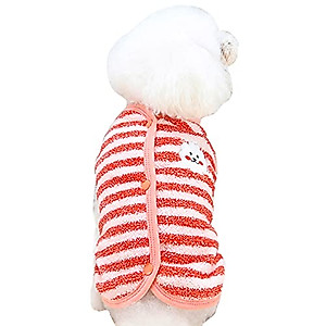 Jecikelon Cute Puppy Sweater Warm Dog Winter Clothing Doggie Cotton Clothes with Pocket Pet Stripes Sweater for Small Dogs (Red1, Small)