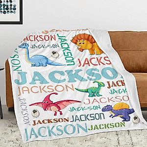 HSSQMH Personalized Dinosaur Blanket for Boys Personalized Party Favors with Dinosaur Design Dinosaur Room Decor Throw Blanket for Teens Kids for Couch Sofa Bed Dino Blanket for Girls Teens