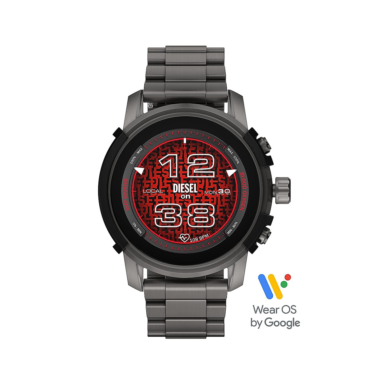 Diesel Men's Griffed Gen 6 45mm Stainless Steel Touchscreen Smart Watch, Color: Gunmetal (Model: DZT2042V)