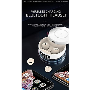 Loluka Mini Wireless Earbuds Small Bluetooth Earphones LED Display Electricity Headset Streaming Music from Cellphone for Sleep on Side, Running, Workout, Travel, Handsfree for iOS Android