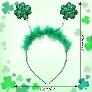 2 Pack St Patrick's Headband Green Shamrock Clover Lucky Headbands for Women Girls, St Patrick's Day Irish Accessories Head Wear