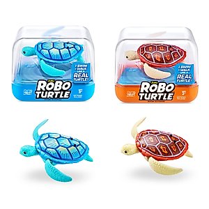 ROBO ALIVE Robo Turtle Robotic Swimming Turtle (Orange + Blue) by ZURU Water Activated, Comes with Batteries, Amazon Exclusive (2 Pack)