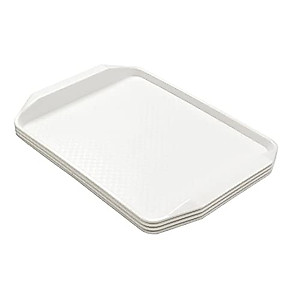 Lesbin White Plastic Fast Food Serving Trays, 16.9-Inch by 12-Inch, Set of 4