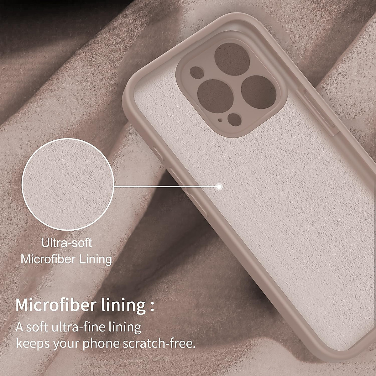 bicol Compatible with iPhone 15 Pro Max Case with Screen Protector,Enhanced Camera Lens Protection,Soft Liquid Silicone Protective Cover,Slim Fit Protective Phone Case 6.7" Light Brown