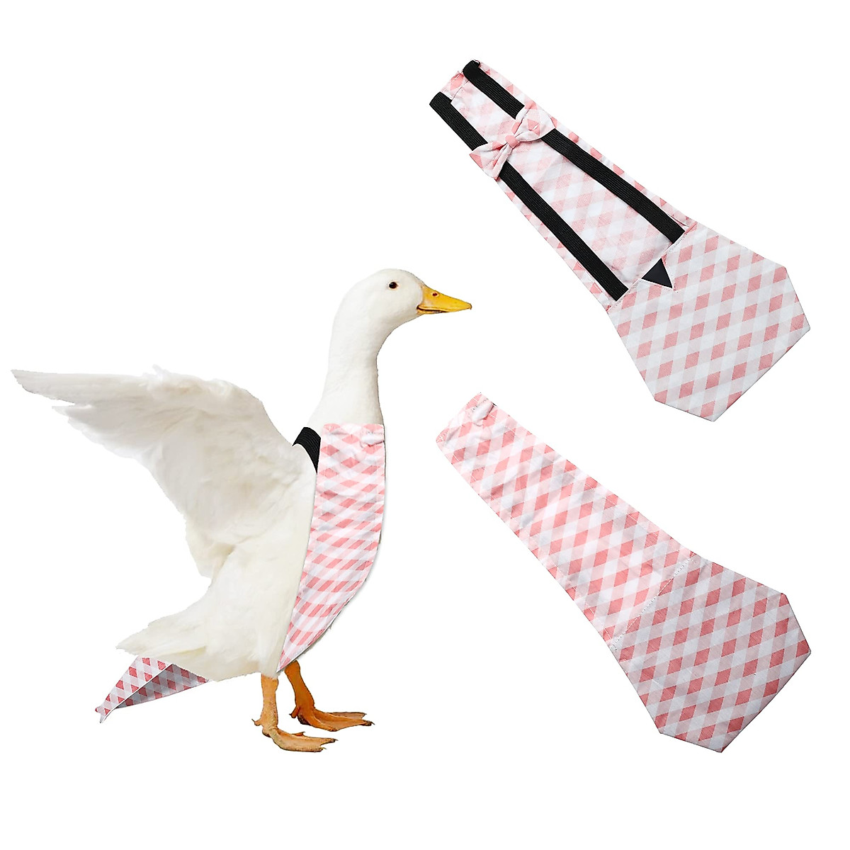 WANHAI Chicken Diaper for Pet Duck Goose or Hens Nappy Poultry Clothes with Bow-Knot,Washable Reusable and Adjustable, Pink-white