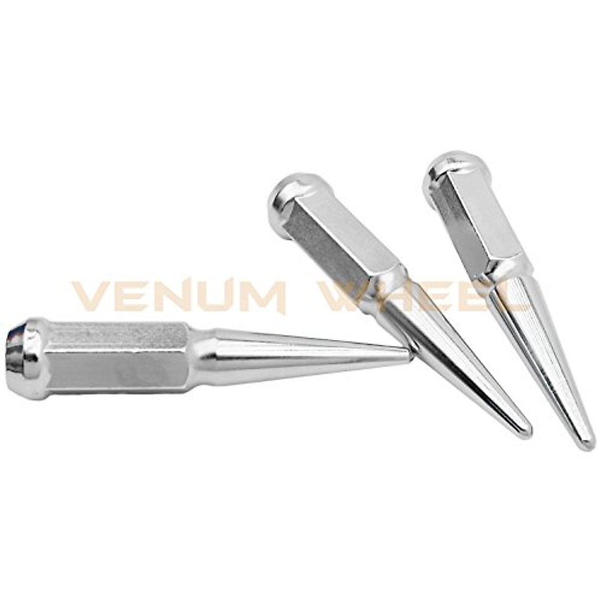 Venum wheel accessories 20 Pc Chrome Spike Lug Nuts | 1/2"-20 Thread | 4.5" Tall + Key Socket | Works with Chevrolet GMC C10 K10 1/2 Ton Trucks K5 Blazer Jimmy - Aftermarket Wheels
