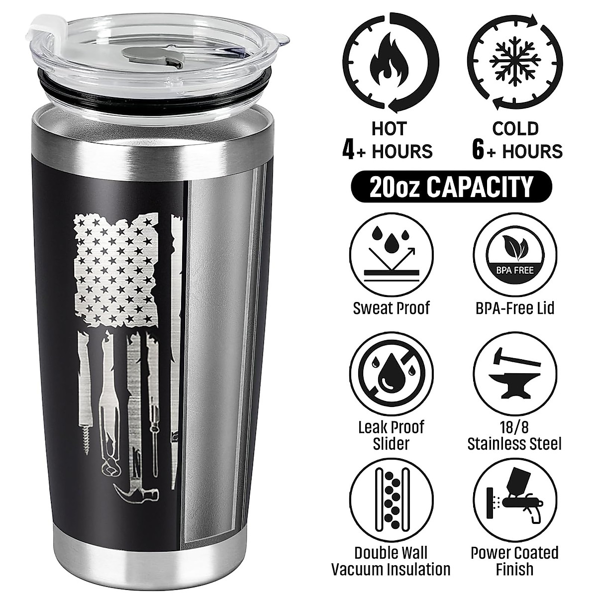 Father's Day Gifts for Dad, Men, Husband, Grandpa, Mechanic Father, Handyman - Mens Birthday Gift Ideas, Gifts for Dad for Birthday, Fathers day, Christmas, Keeps Drinks Hot or Cold, 20oz Tumbler