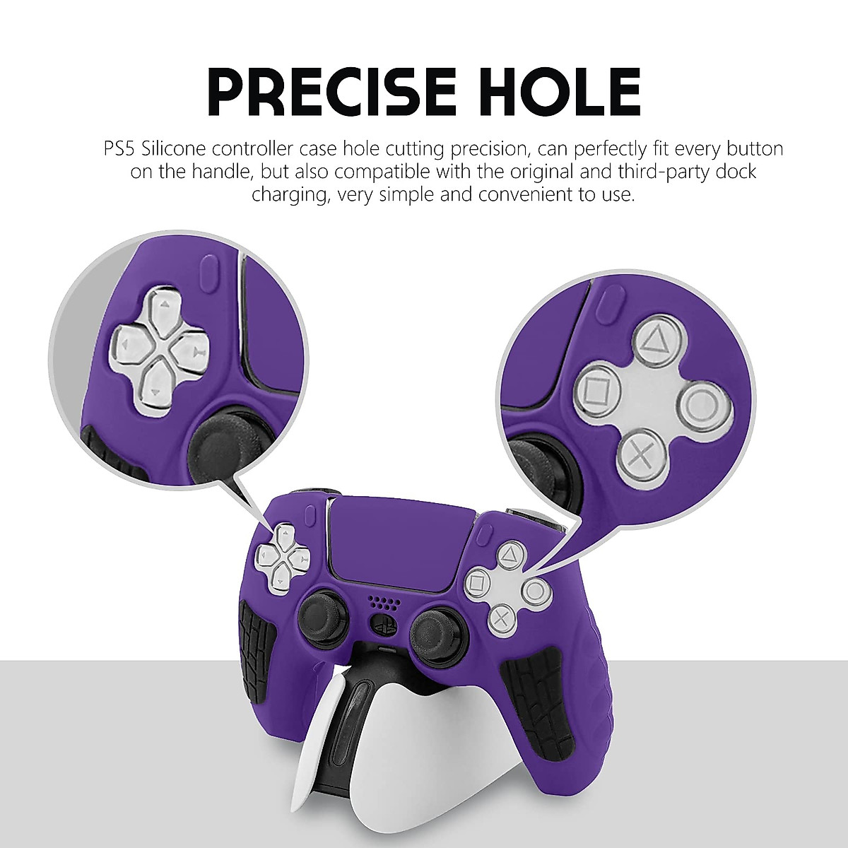 PS5 Controller Skin Anti-Sweat, Anti-Slip,and Dustproof PS5 Silicone Controller Case PS5 Controller Accessories for PlayStation 5 Controller Skin(Purple)