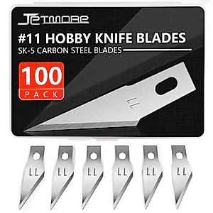 Jetmore 100 Pack Hobby Blades Set #11 Craft Knife Blades Refill Hobby Knife Replacement Blades with Storage Box for Art and Craft Scrapbooking Supplies Caving Stencil