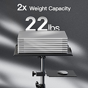 Amada Projector Stand with Wheels, Height Adjustable Rolling Stand with Mouse Tray, Bag Included - Ideal for Laptop, Projector, DJ, Sheet Music - AMPS05