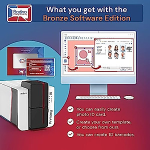 Bodno Evolis Primacy 2 Dual Sided ID Card Printer & Complete Supplies Package Bronze Edition ID Software