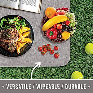 Leather Splat Mat - Waterproof Baby High Chair Floor Mat | High Chair Mat | Splat Mat for Under High Chair | Baby Food Mat | Splash and Spill Mat | Under Highchair Mat (Grey, Square)