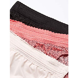 Warner's womens Blissful Benefits Dig-free Comfort Waistband With Lace Microfiber Hi-cut 3-pack 5109w Underwear, Sunkissed Coral Crystal Web/Rosewater/Black, Large US