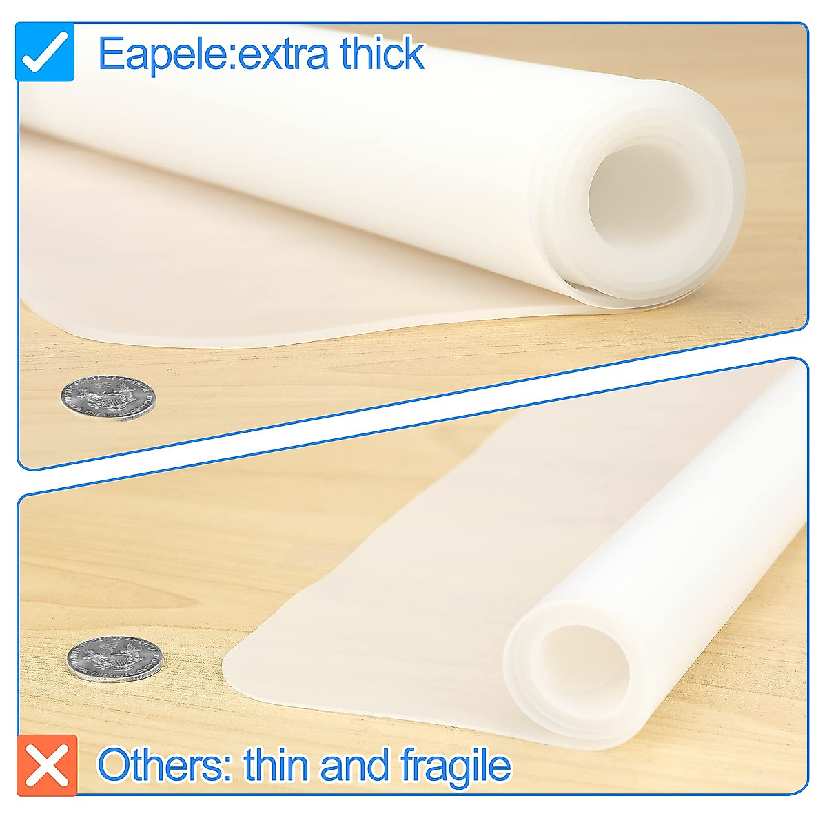 Eapele XX-Large Silicone Mat 36x24inch for Kitchen Counter Crafts Table Protector, Flexible Food-Grade Sheet Perfect for Dough Fondant Baking (transparent)