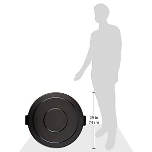 Carlisle FoodService Products 34105603 Bronco Round Waste Container Lid, 29.81" Length, 29.81" Width, 2.25" Height, Polyethylene (LLDPE), Black, 55 gal (Pack of 2)