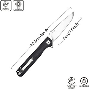Sitivien ST101 Folding Knife, D2 Steel Blade+G10 Handle Tool Knife, EDC Pocket Knife for Outdoor, Camping, Hunting, Survival (Black)