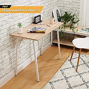 Small Computer Desk Study Writing Table for Home Office, I Shaped Black Modern Desk Office Laptop Desk Sturdy Work Table PC Wood Computer Table Gaming Desk with Black Metal Frame - 39.4L* 18.9W* 29.1H