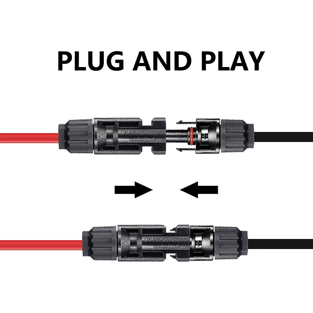 ECO-WORTHY 16FT 8AWG Solar Cable with Female to Male Connector Solar Panel Adaptor Kit Tool Extension Wire with Connector (16FT Red + 16FT Black)