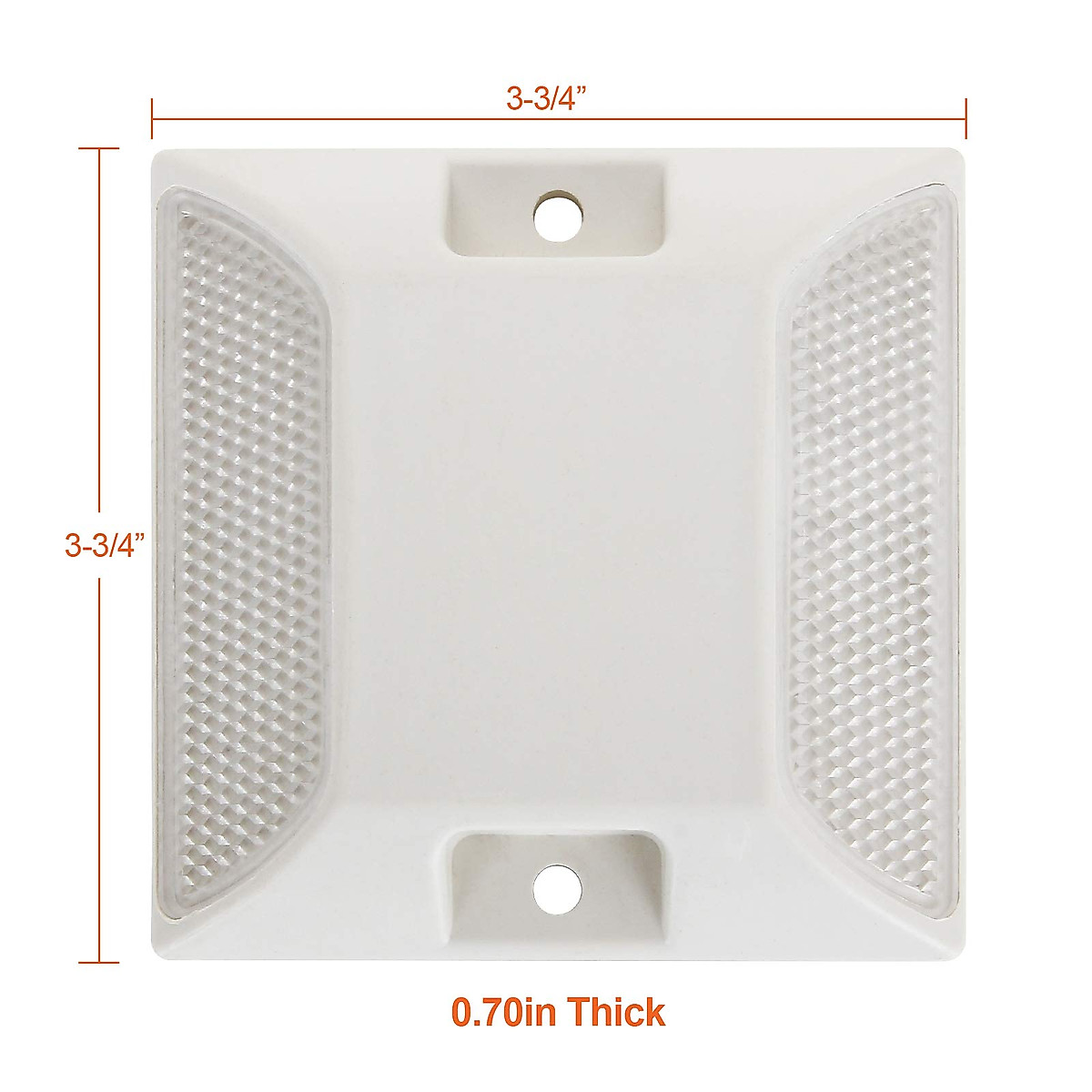 20Pack White Reflective Road Driveway Marker 3-3/4”x 3-3/4”Street Pavement & Asphalt Stud Markers, Great Reflecting for Speed Bumps, Sidewalks, Pedestrian Crossings, Freeways, Driveways