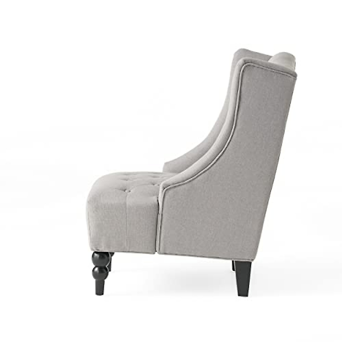 Great Deal Furniture Clarice Tall Wingback Tufted Fabric Accent Chair, Vintage Club Seat for Living Room (Silver)