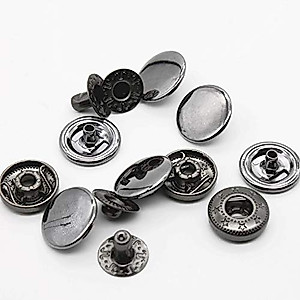 12 Sets Heavy Duty Leather Snap Fasteners Kit, 15mm Metal Snap Buttons Kit Press Studs with 4 Install Tools, Leather Rivets and Snaps for Clothing, Leather, Jeans, Jackets, Bracelets, Bags (Black)