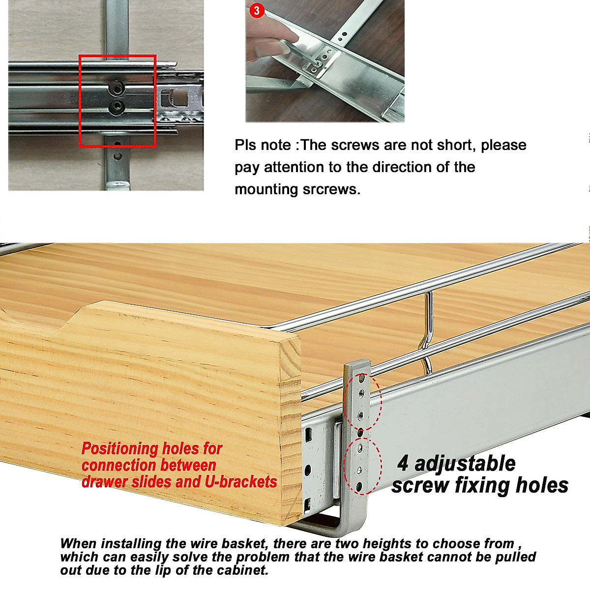 DINDON 2 Tier Pull Out Cabinet Organizer (20" W x 21" D) Slide Out Wood Shelf Double Tier Kitchen Wire Basket with Chrome Finish…