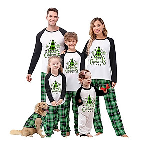 Lizxun Christmas Pajamas for Family Christmas Pjs Matching Sets Elk Christmas Tree Christma Pajama Family Xmas Sleepwear Set Women