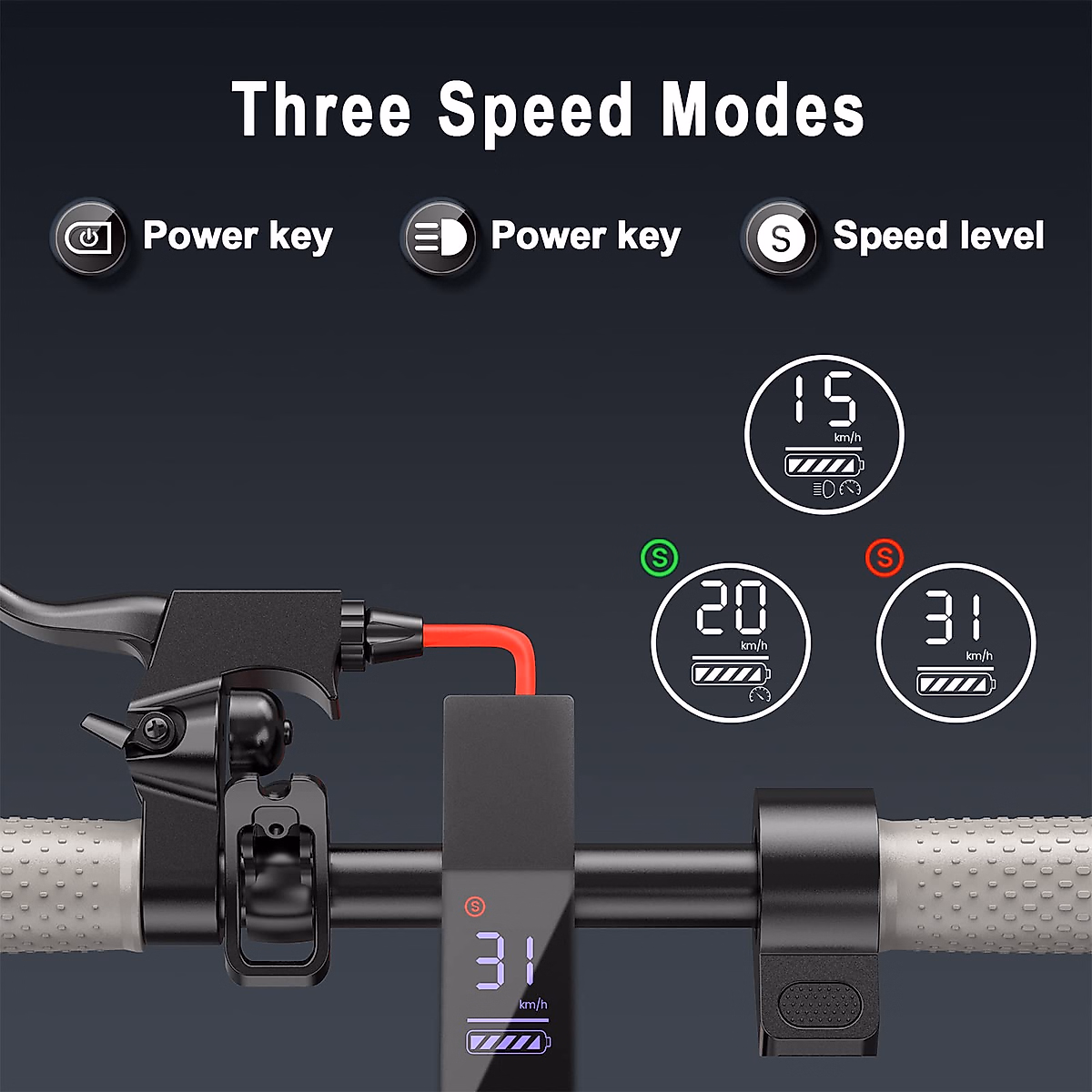 Aovopro Electric Scooter - 8.5" Solid Tires, 350W Motor, Up to 20 Miles Long-Range and 19 MPH Portable Foldable Commuting Scooter for Adults with Double Braking System and App, Black