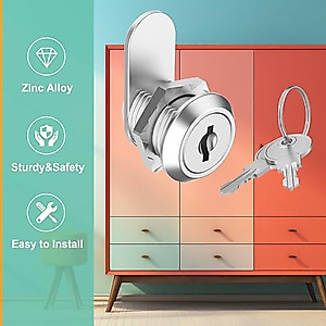 inBovoga 2 Pack Cabinet Locks with Keys, 5/8" Cam Lock Keyed Alike, Mailbox Lock Replacement Secure File Drawer Tool Box RV Door, Zinc Alloy