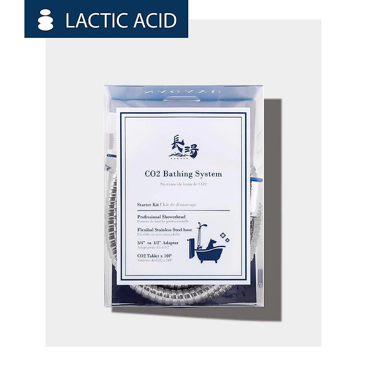 Nagayu C02 pet Skin Therapy Starter kit Includes 10 Tablets, Hose, Professional Shower Head, and Adaptor. Great for Pets with Itchy Skin, Allergies, Oily Coat and Skin (Original Tablets)