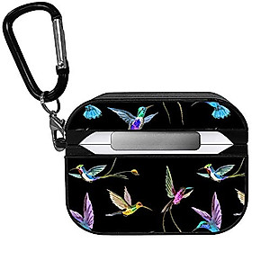 Shockproof Portable Protective Hard Printing Pattern Cover Case with Carabiner Compatible with AirPods Pro / Hummingbird Pattern