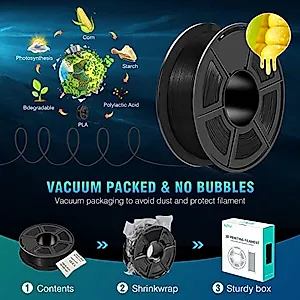 SUNLU PETG-G 3D Printer Filament 1.75mm 1 kg Spool, Better Flow of SUNLU no plugging Premium PETG-G Filament 1.75 +/- 0.02 mm for 3D Printing，Black