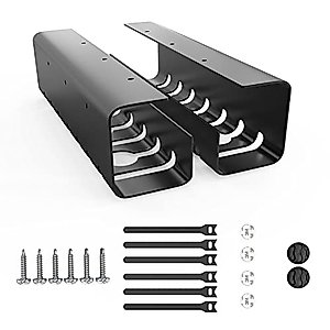 Under Desk Cable Management Tray Kit - 2 Pack No Drill Cable Management Under Desk Trays with Cable Ties and Double Sided Tapes - Super Easy to Setup Cord Organizer for Desk - 15.7" x 3.9" x 3.9"