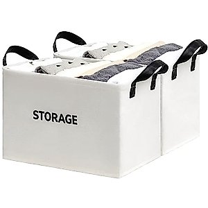 Goodpick Large Storage Bins Rectangle Fabric Basket for Clothing, Toy Storage Basket for Nursery, Organizer Baskets for Shelves, Beige, 2-Pack, 16.9 x 11.0 x 9.8 inches