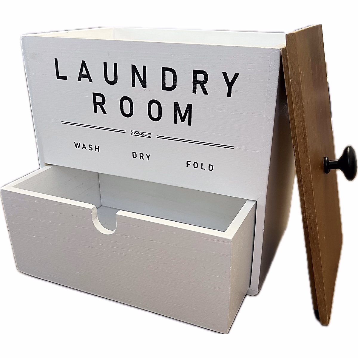 dabbayo Dryer Sheet Holder with Drawer and Lid, Laundry Pods Dispenser Dryer Sheet Container, Wall Mount Dryer Ball Holder for Laundry Room Organization and Storage, Detergent Pods Holder, (White)